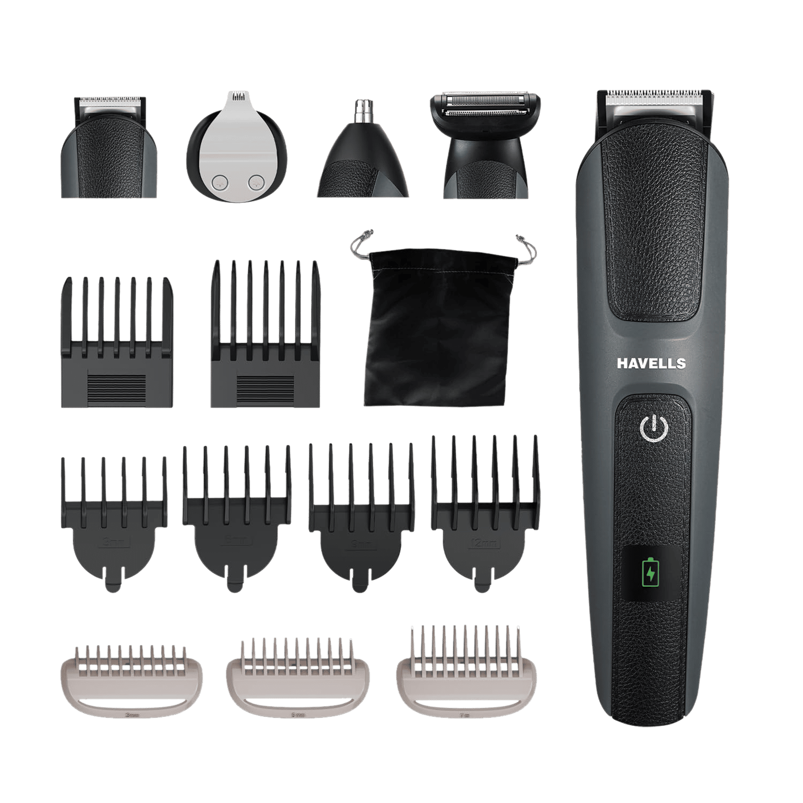Buy HAVELLS SUPER 15-in-1 Rechargeable Cordless Grooming Kit for Hair, Beard, Body Groomer, Nose ...